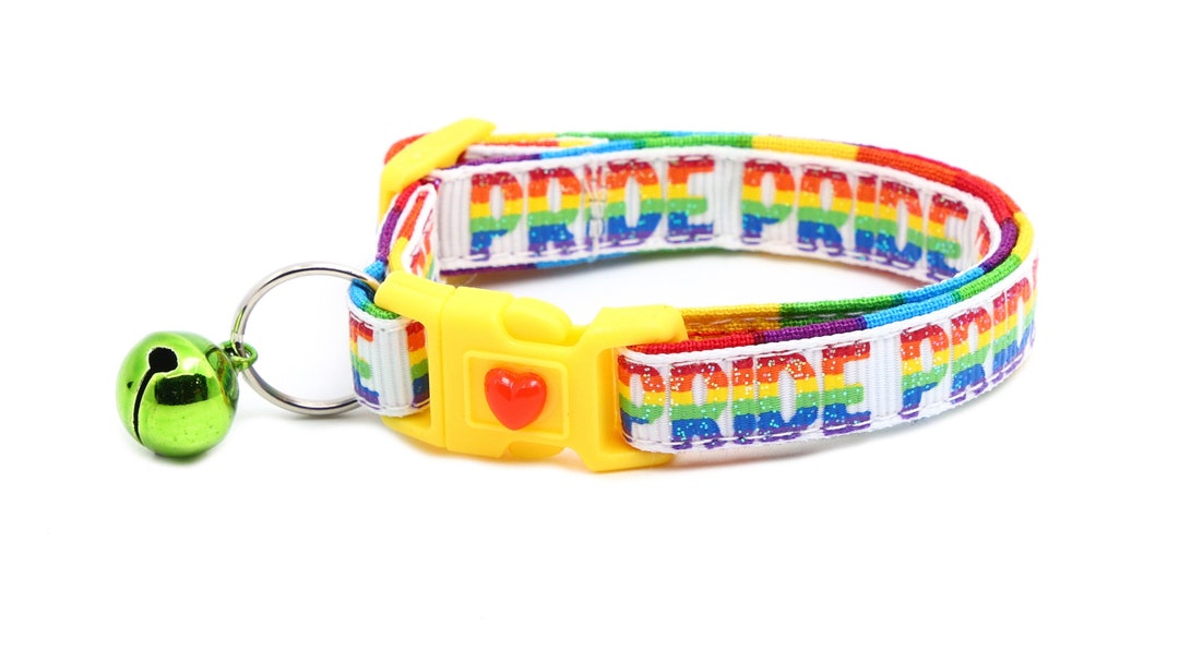 Pride Cat Collar - Pride Rainbow on White - Safety - Breakaway ...