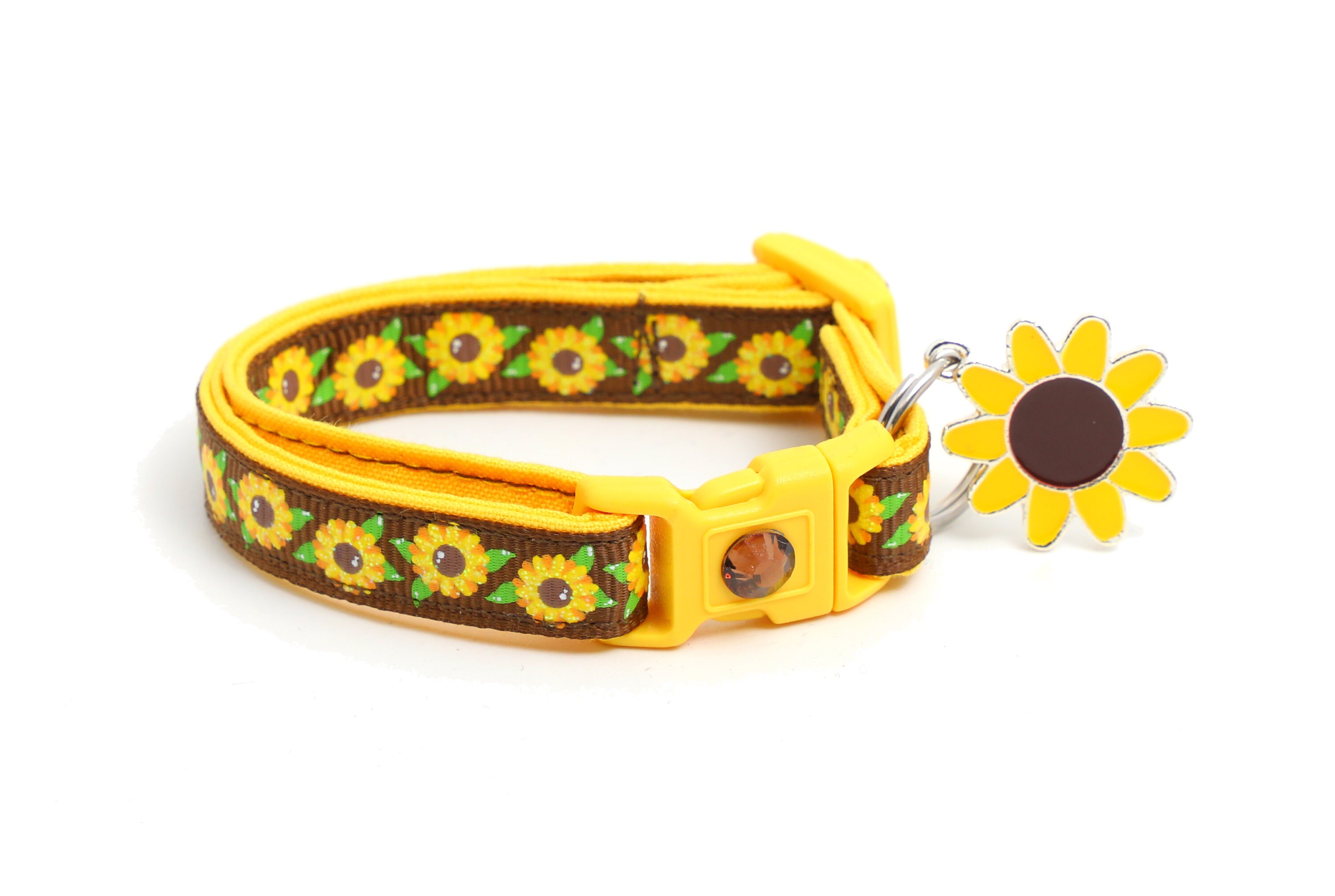 Sunflower Cat Collar Summer Sunflowers on Brown Small Cat | Etsy