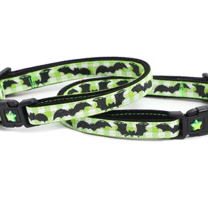 Halloween Cat Collar - Glitter Bats on Green Plaid - Kitten or Large ...
