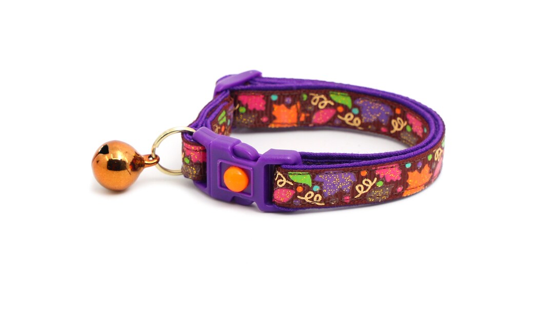 Fall Cat Collar - Fancy Fall Leaves on Brown - Small Cat/ Kitten Size ...