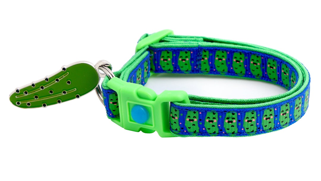 Pickle Cat Collar - Pickles on Royal Blue - Breakaway Safety ...
