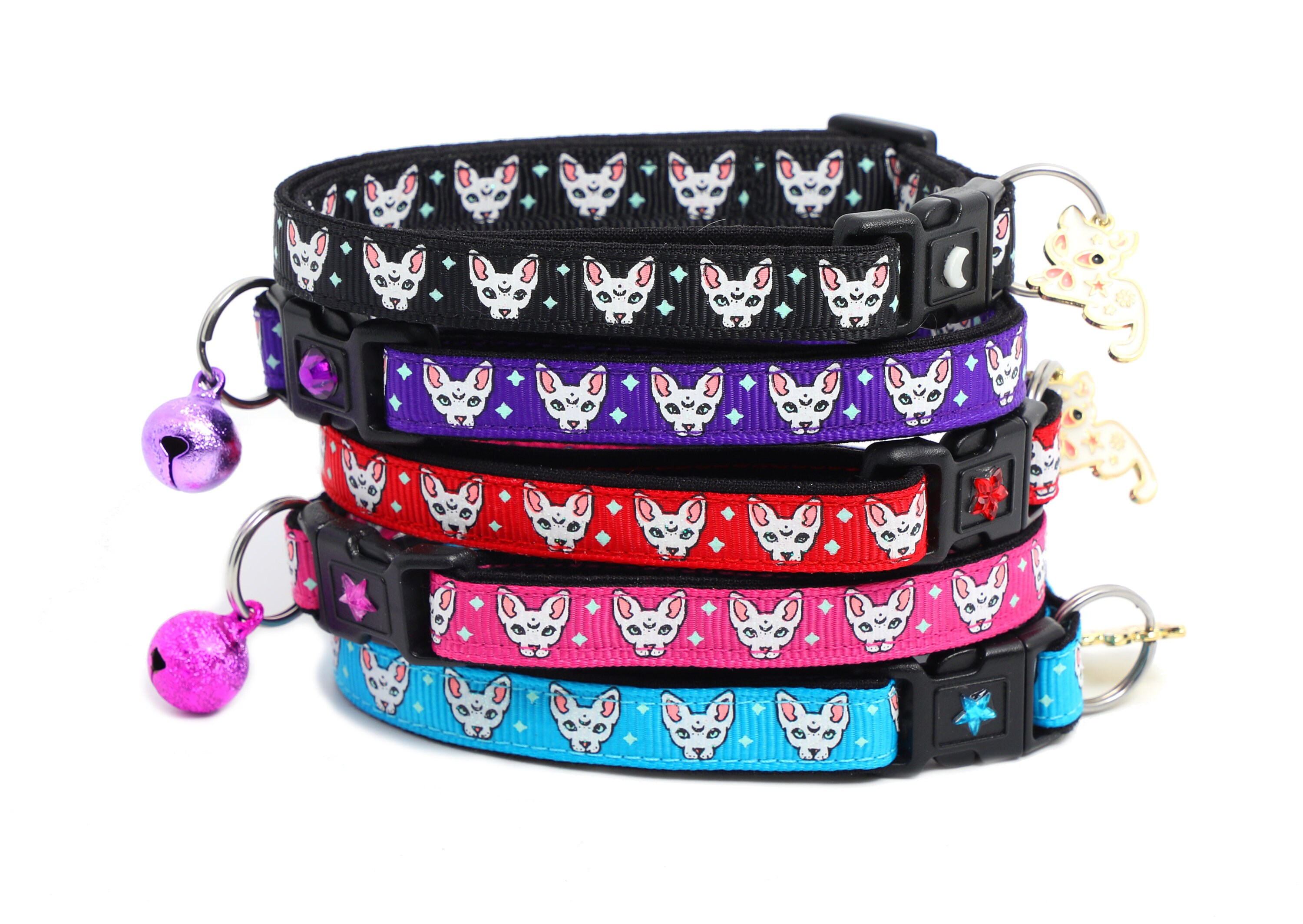 Star Cat Collar Celestial Sphynx on Pink Breakaway Cat - Etsy UK