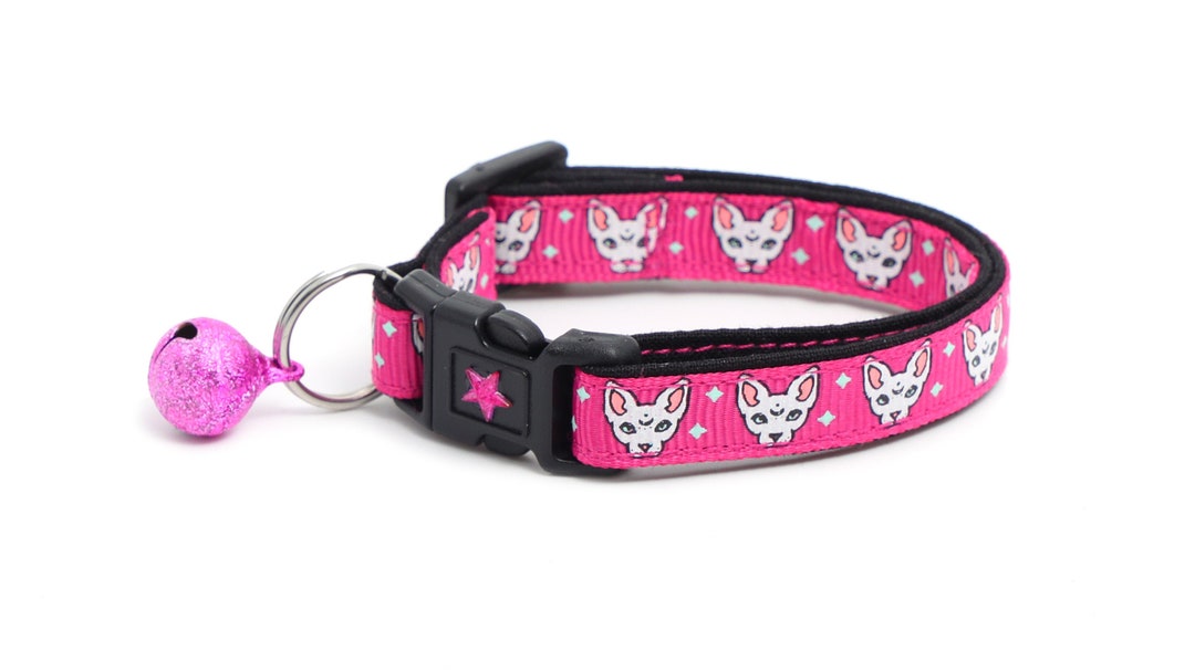 Star Cat Collar - Celestial Sphynx on Pink - Breakaway Cat Collar ...