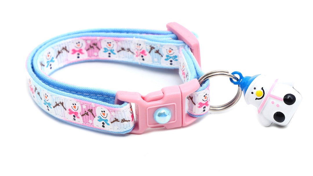 Snow Cat Collar Jolly Snowmen on Winter Tie Dye Breakaway Safety ...