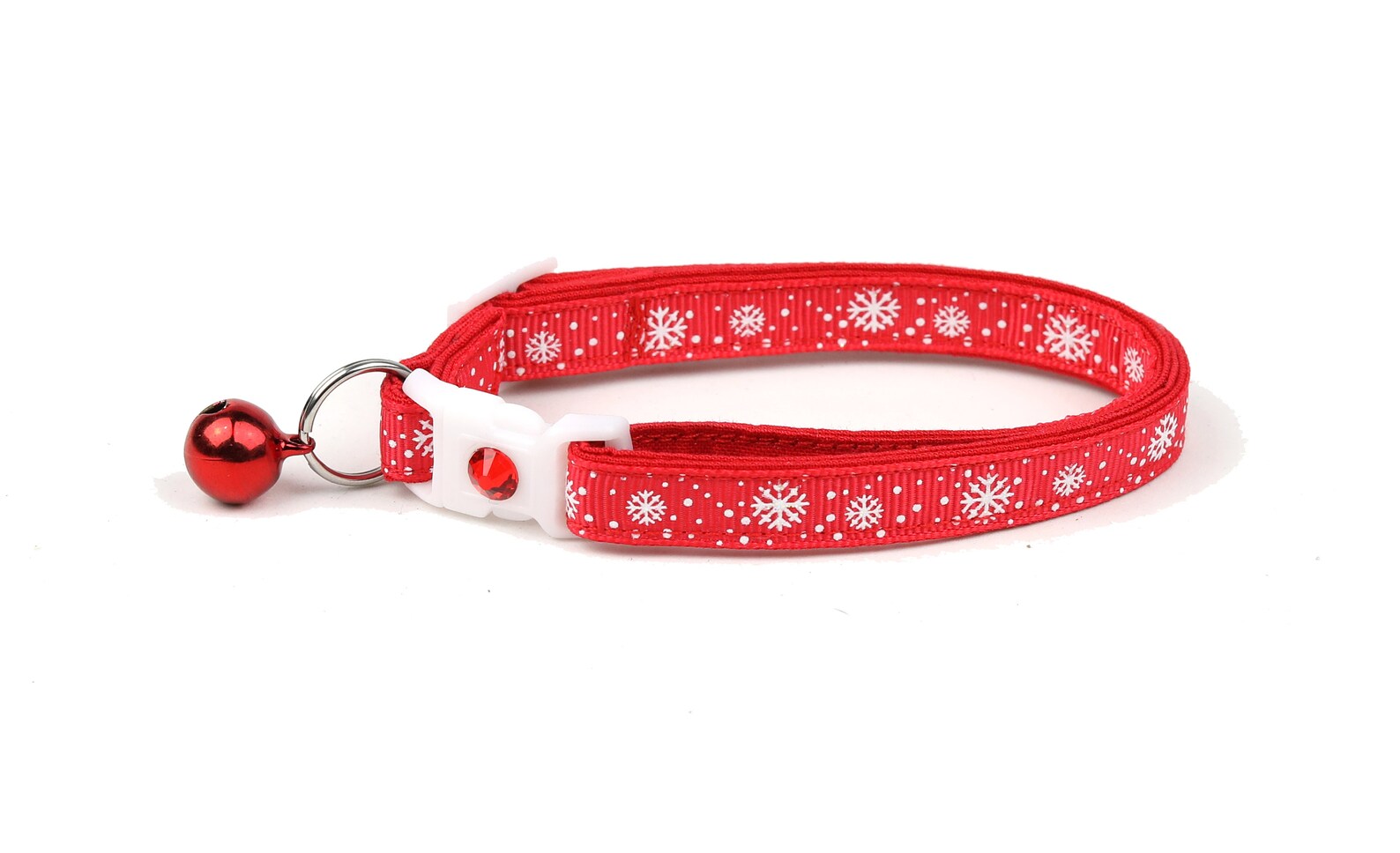Snowflake Cat Collar snow Flurries on Red Breakaway Cat | Etsy