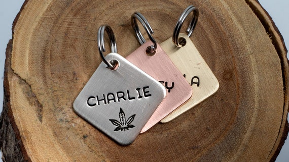 Hemp Leaf Pet Tag Small 25/32 20 mm pick your | Etsy