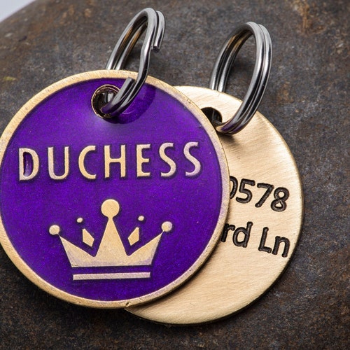 Engraved Crown Pet ID Tag Cat or Dog Royal Purple and Gold - Etsy