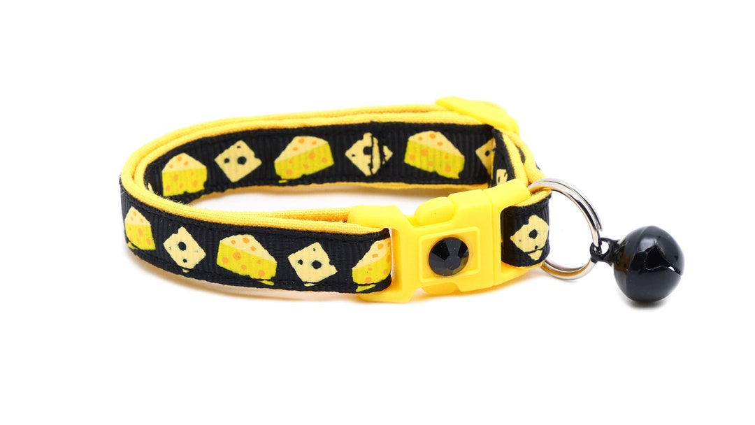 Cheese Cat Collar - Cheese on Black - Breakaway Safety - B150D276 - Etsy
