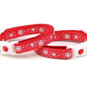 Snowflake Cat Collar snow Flurries on Red Breakaway Cat | Etsy