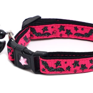 Halloween Cat Collar - Spooky Bats and Stars on Pink - Breakaway Safety ...