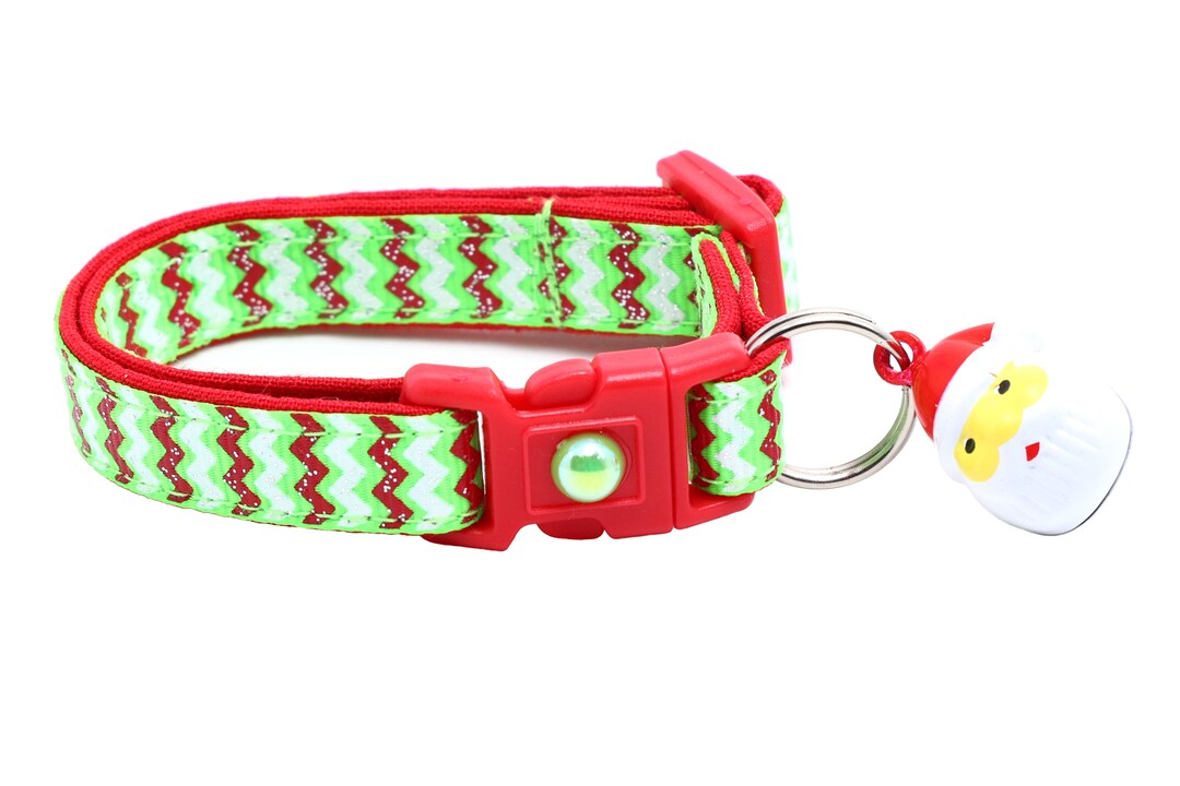 Christmas Cat Collar - Christmas Chevrons on Green - Breakaway Safety ...