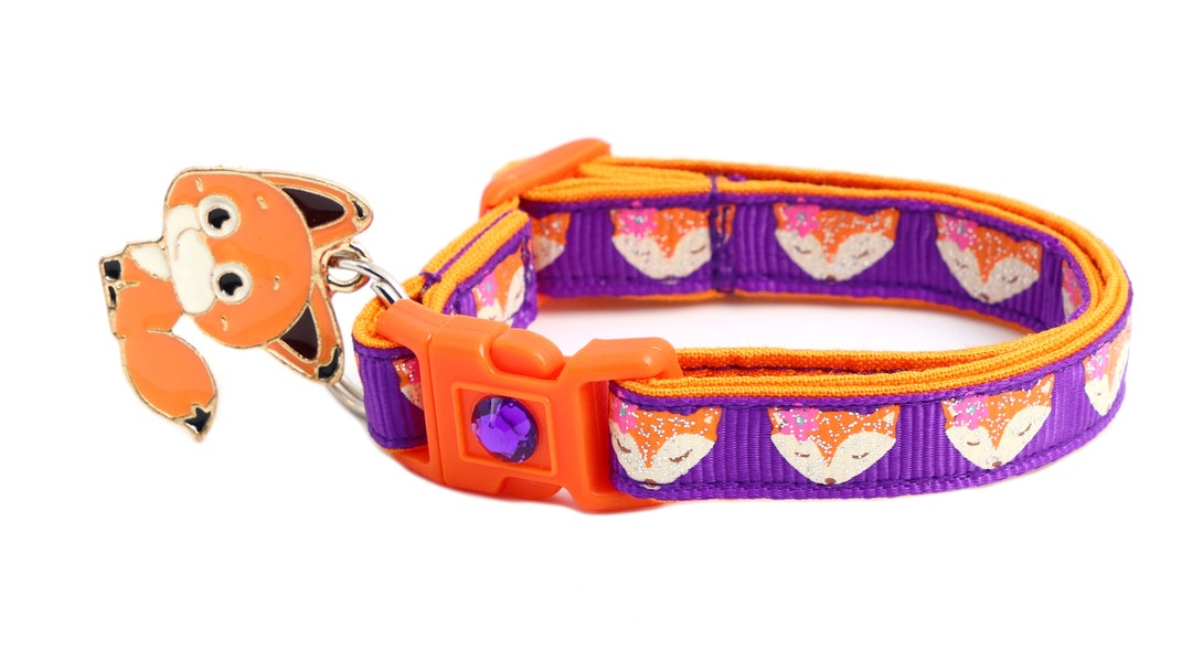 Fox Cat Collar - Foxes on Purple - Breakaway Safety - B91D172 - Etsy