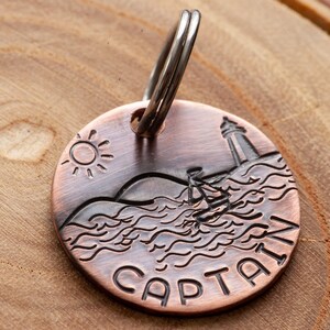 Nautical Pet ID Tag - Lighthouse Dog Name Tag - Sailor Stamped Cat ID ...