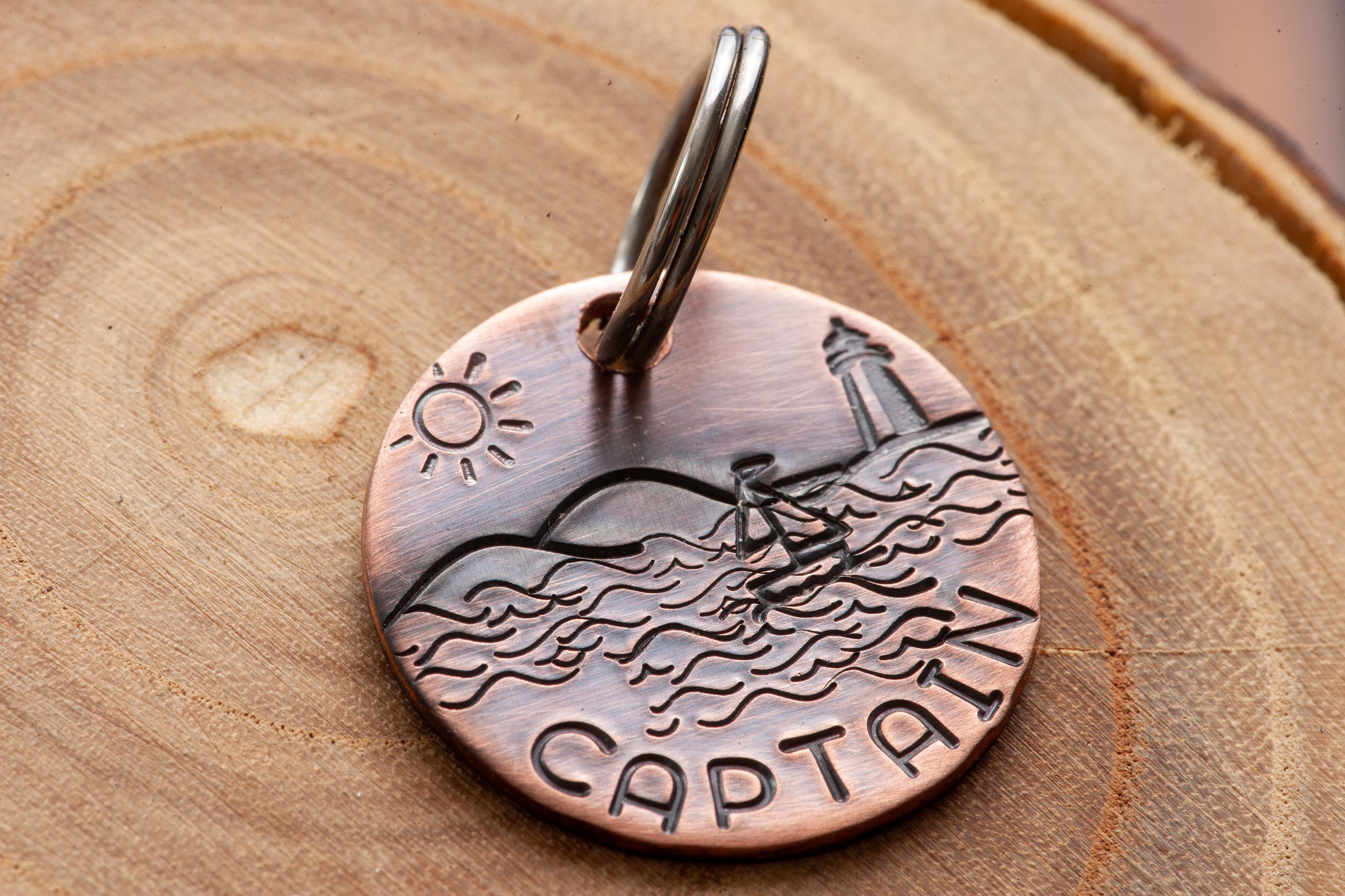 Nautical Pet ID Tag - Lighthouse Dog Name Tag - Sailor Stamped Cat ID ...