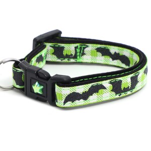 Halloween Cat Collar - Glitter Bats on Green Plaid - Kitten or Large ...