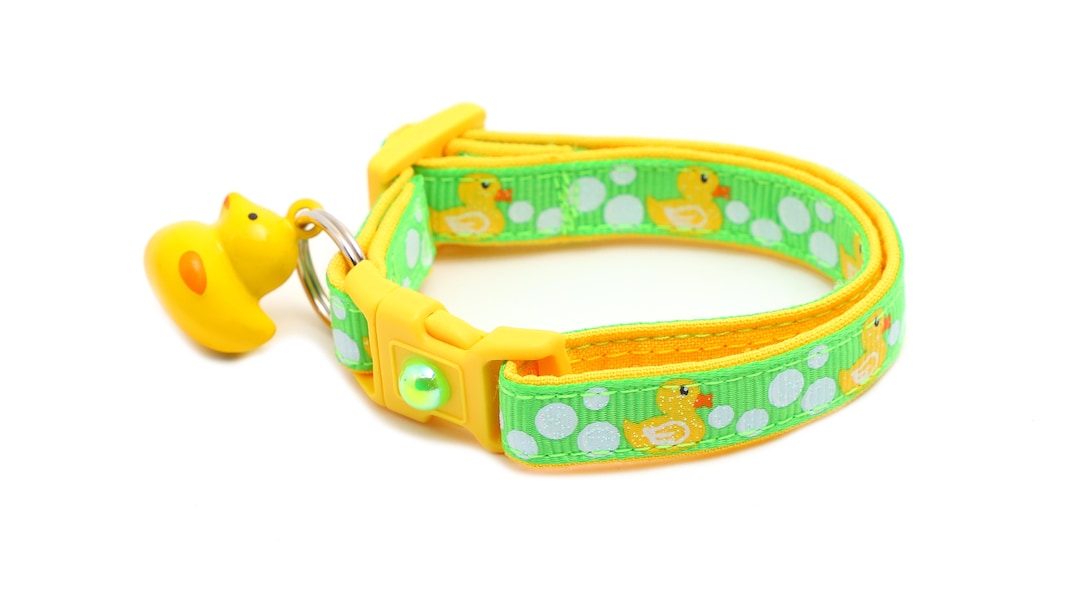 Duck Cat Collar - Rubber Duckies on Green - Kitten or Large Size ...