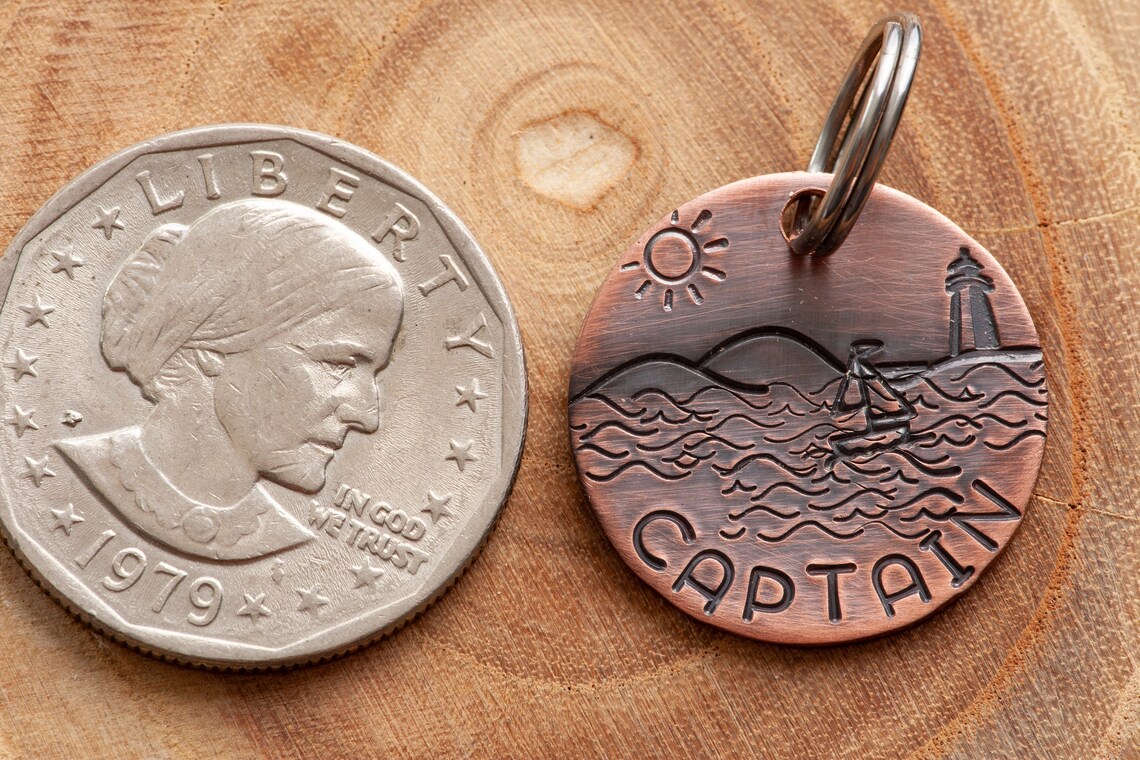 Nautical Pet ID Tag Lighthouse Dog Name Tag Sailor Stamped - Etsy