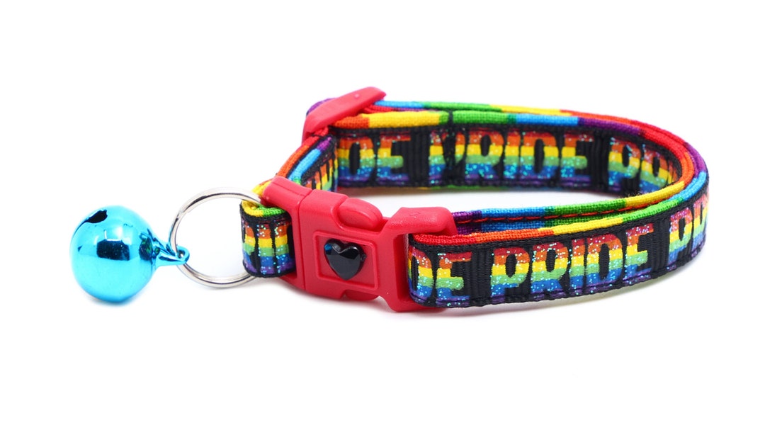 Pride Cat Collar - Pride Rainbow on Black - Safety - Breakaway ...