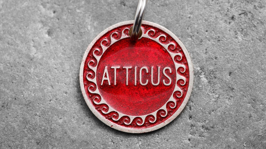 Engraved Greek Wave Pet ID Tag - Red -personalized Cat or Dog Name Tag ...