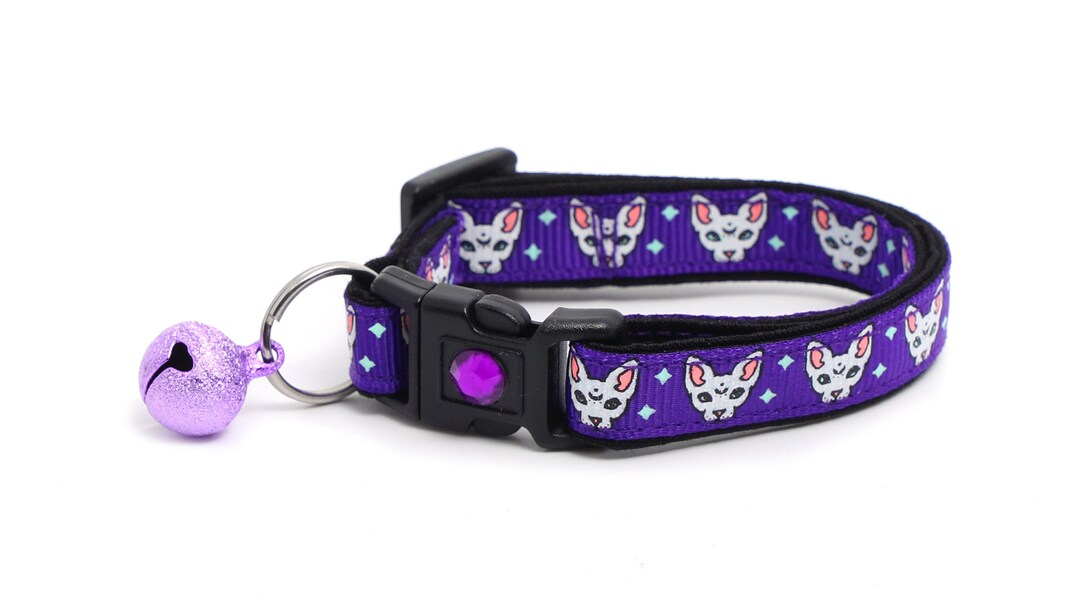 Star Cat Collar - Celestial Sphynx on Purple - Breakaway Cat Collar ...