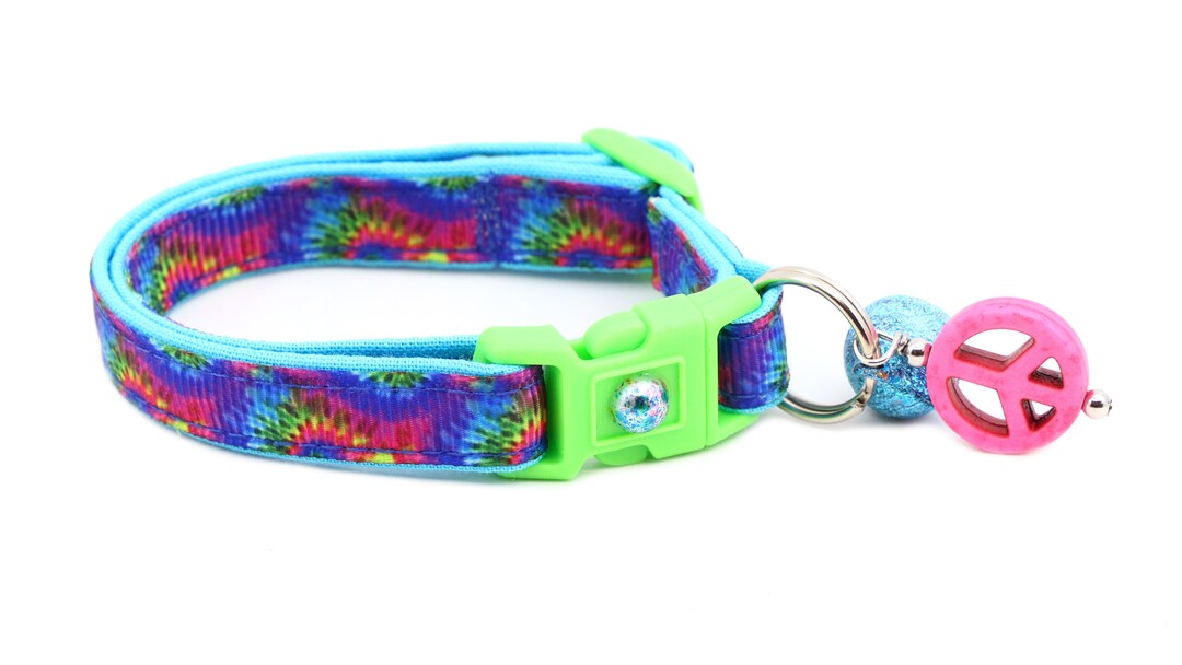Tie Dye Cat Collar - Cool Rainbow Tie Dye - Kitten or Large Size ...