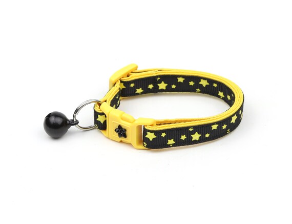 Star Cat Collar Yellow Stars on Black Small Cat / Kitten - Etsy