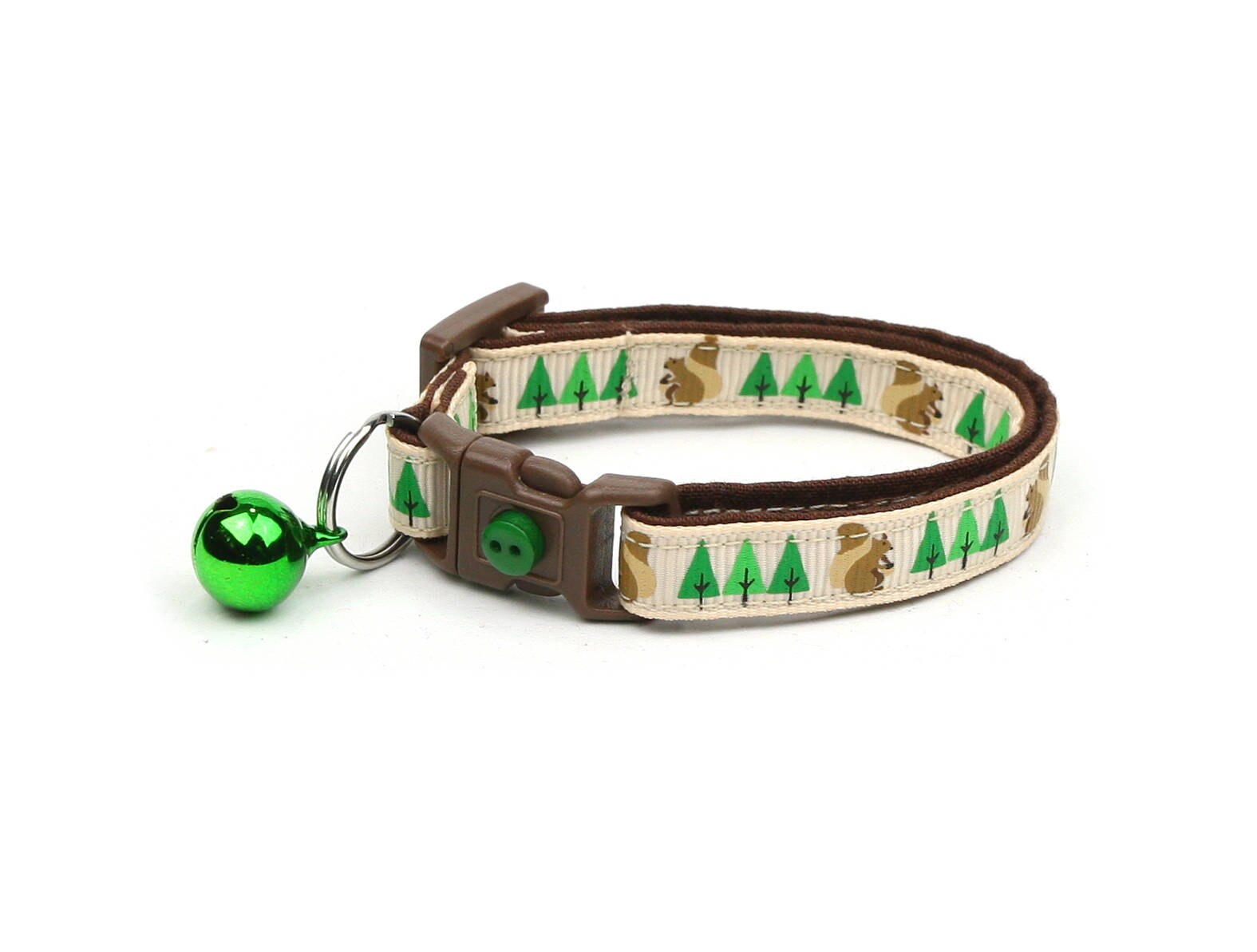 Woodland Cat Collar Squirrels and Trees on Tan Small Cat / - Etsy Canada
