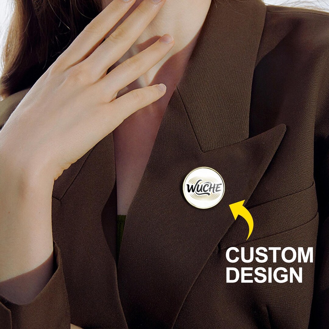 Custom Metal Lapel Pin Badge Gold Brooch: Personalized Photo & Text ...