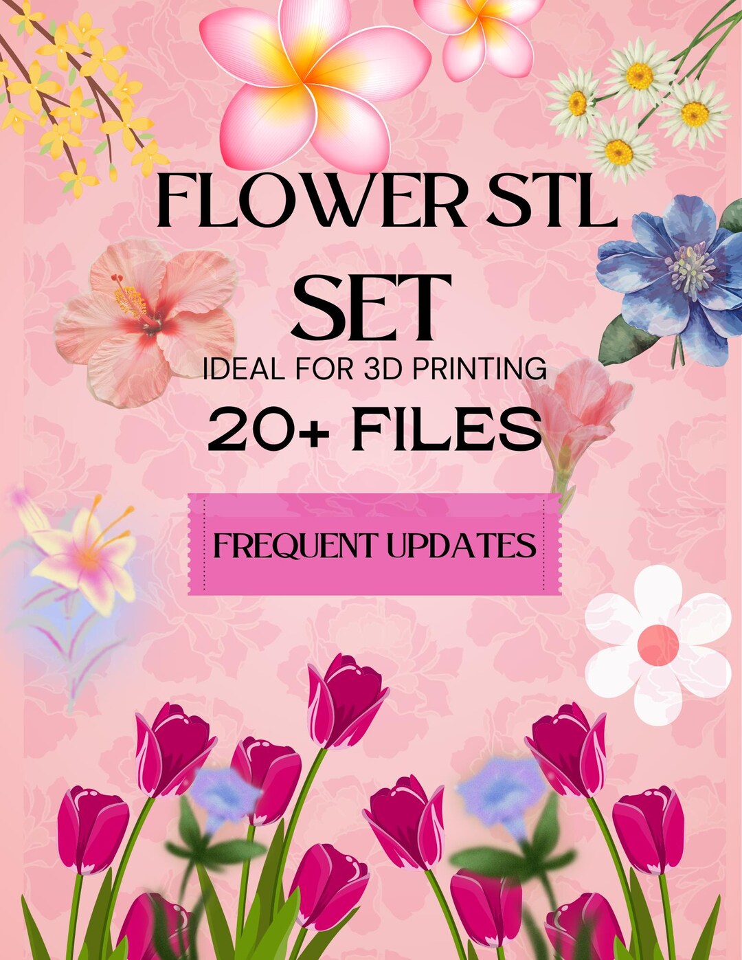 Flower STL File Set- 20+ Models- Roses, Lotus, Lilys, Trumpet, Vine ...