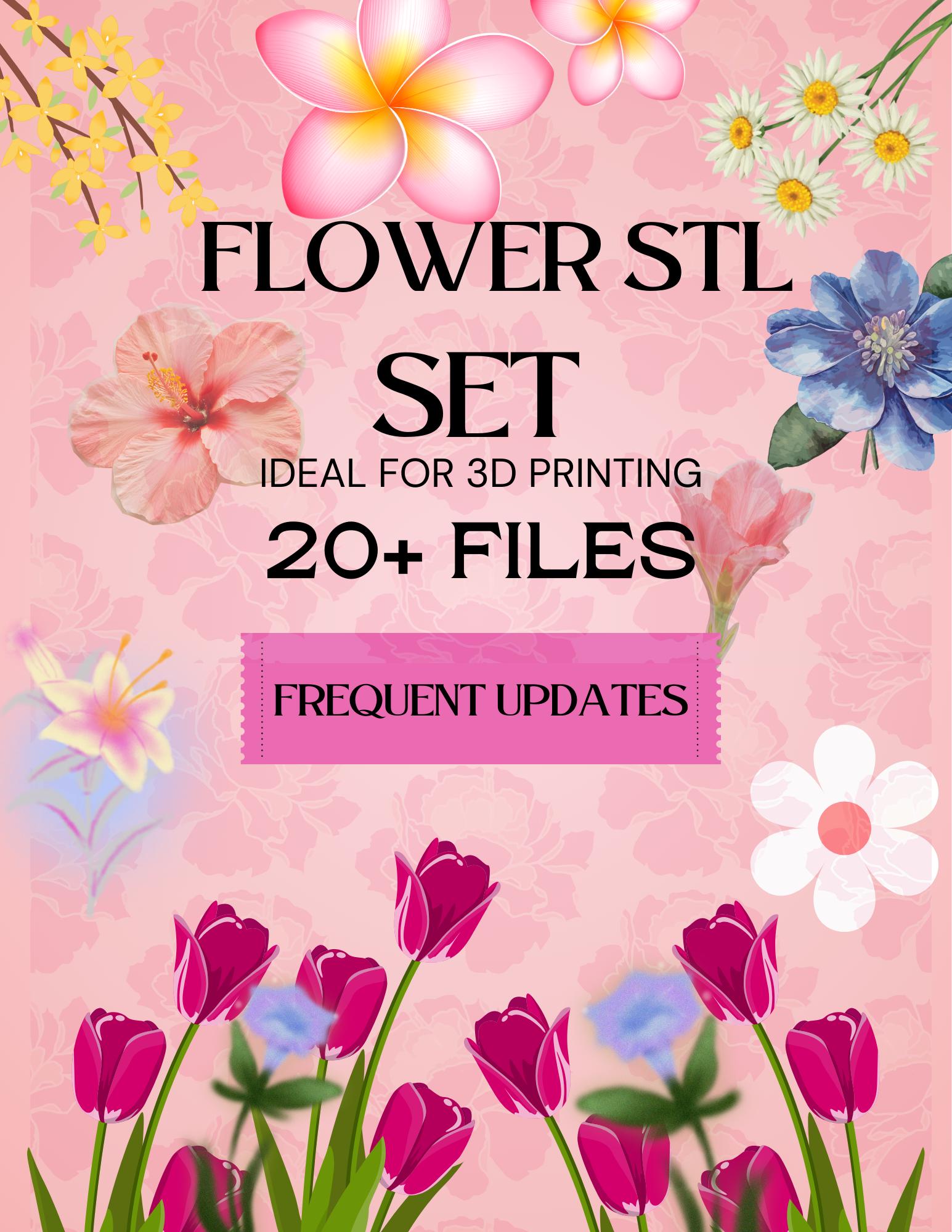Flower STL File Set- 20+ Models- Roses, Lotus, Lilys, Trumpet, Vine ...