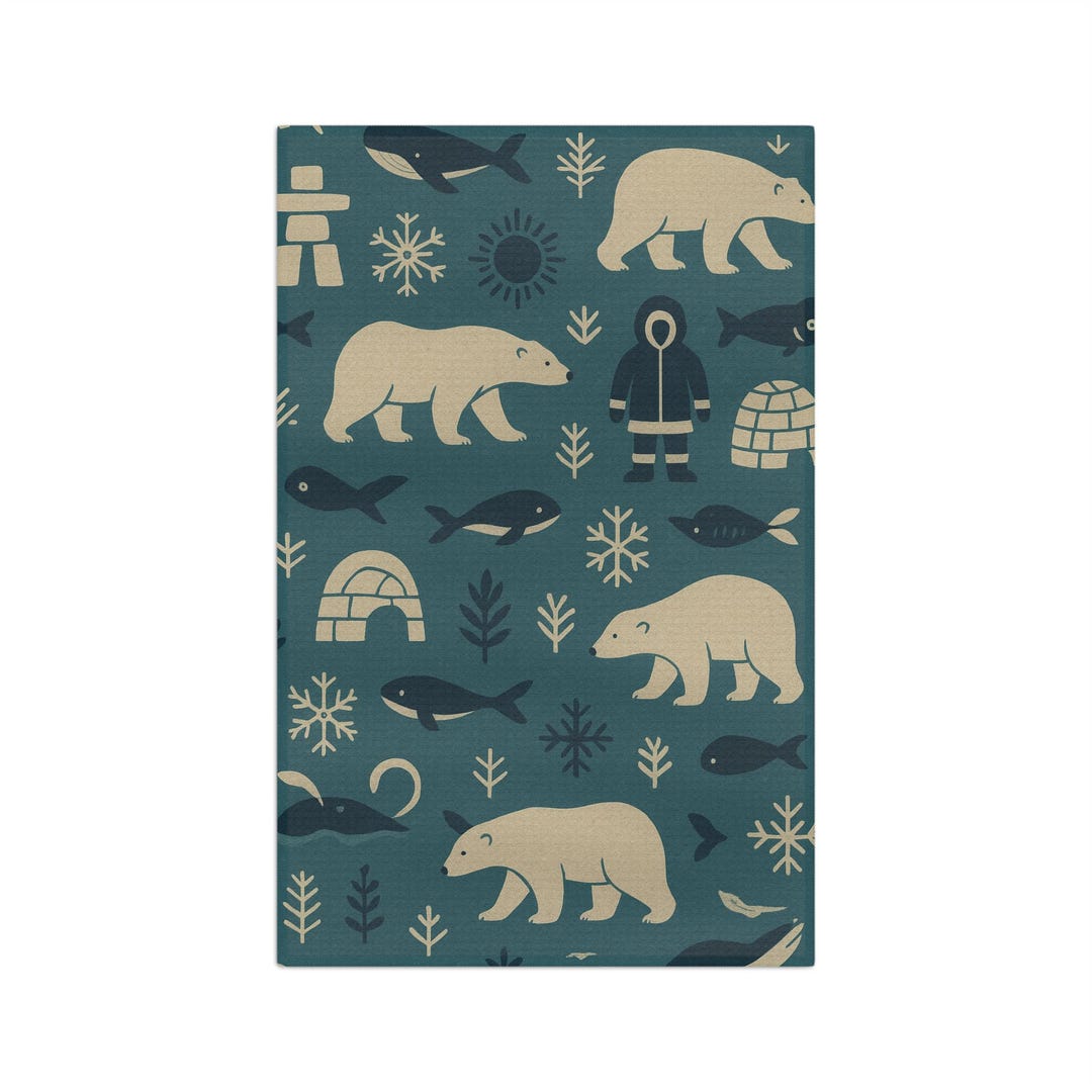 Inuit Design Tea Towel: Arctic Winter Scene, Eco-friendly Microfiber - Etsy