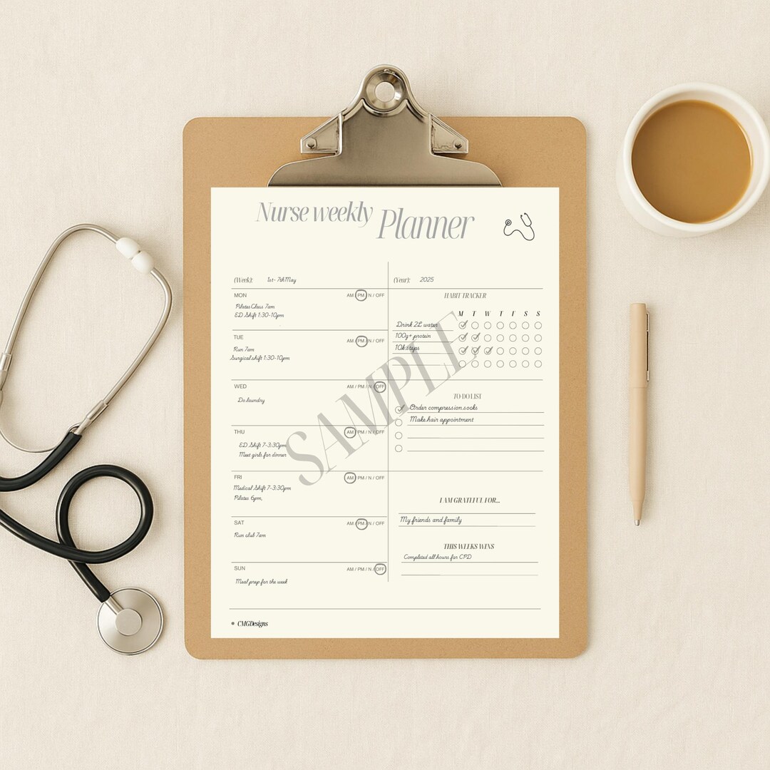 Printable Nurse Weekly Planner | Shift Schedule + Habit Tracker | for ...