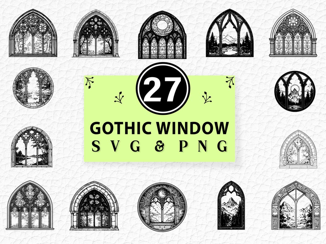 Gothic Window SVG Bundle, Cathedral Arch PNG, Church Clipart, Cricut ...