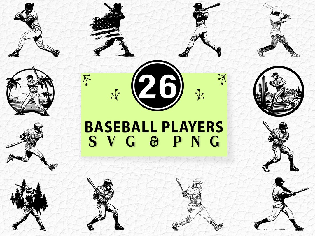 Baseball Players SVG PNG Bundle, Baseball Athlete Clipart, Cricut Cut ...