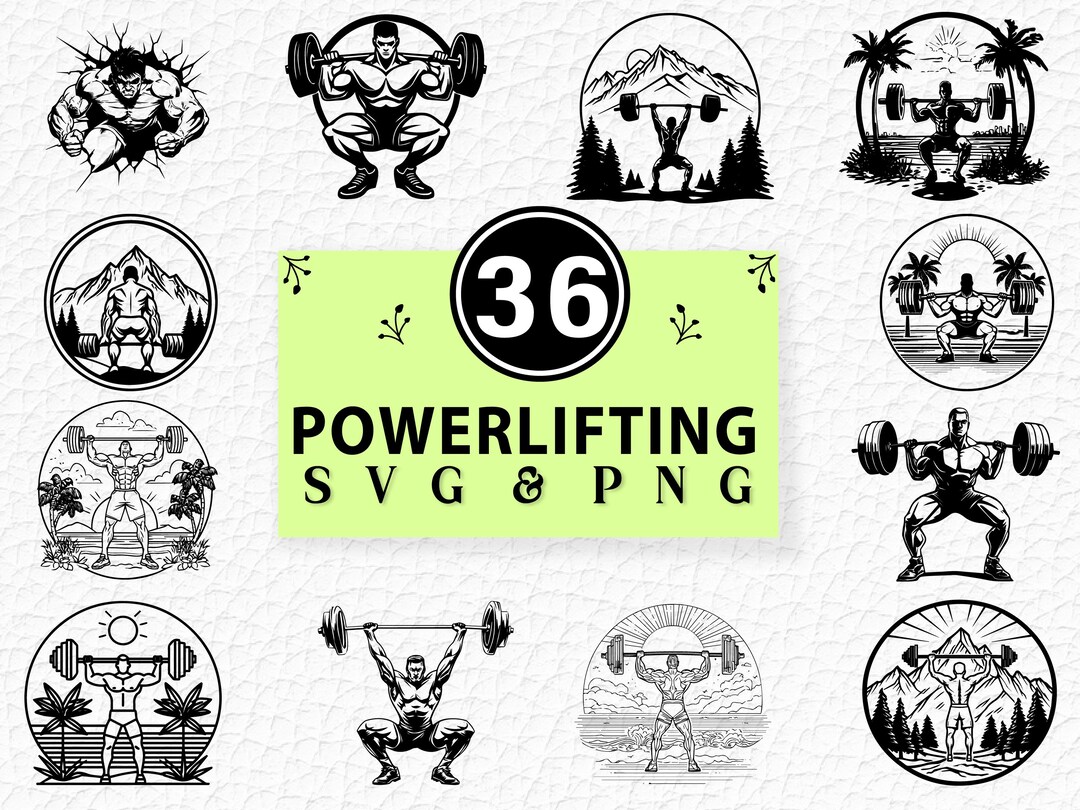 Powerlifting Silhouette SVG PNG Bundle, Gym Fitness Clipart Vector ...