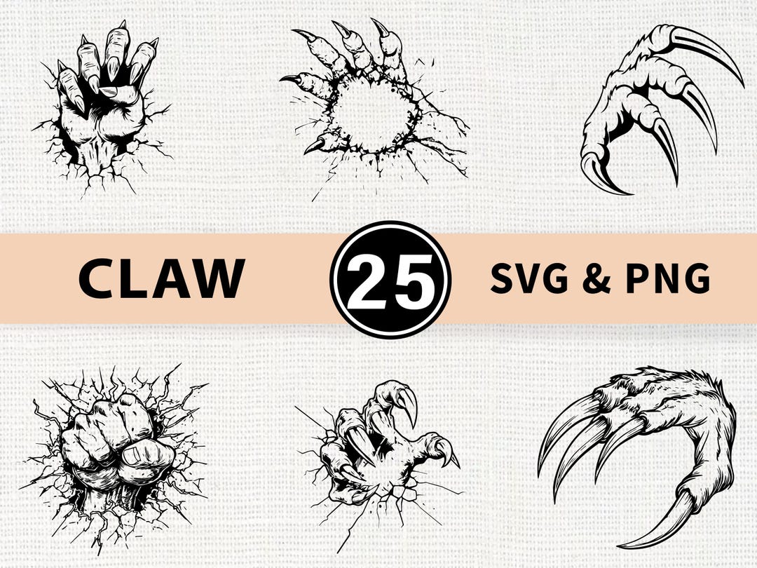 Claw SVG PNG Bundle, Animal Claw Scratch Clipart, Cricut Cut Files - Etsy