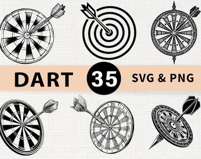 Dart Silhouette SVG PNG DXF Eps | Dartboard Target Bullseye Clipart | Sport Gifts Design Vector ...