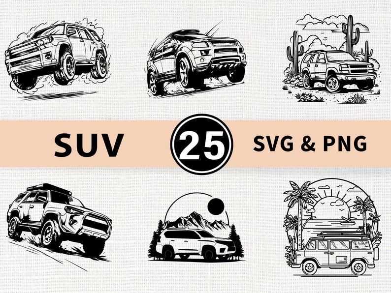 SUV SVG PNG Bundle, Sport Utility Vehicle Clipart, Cricut Cut Files - Etsy