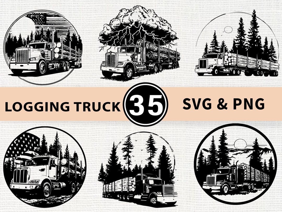 Logging Truck Silhouette SVG Bundle | Timber Hauling Truck PNG Cricut ...