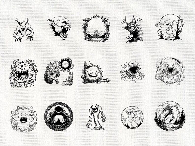 Creepy Creature Silhouette SVG Bundle | Horror Monster Dark SVG PNG ...