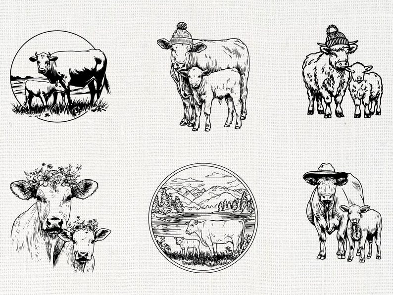 Angus Cow and Calf Silhouette SVG Bundle | Farm Cattle SVG PNG Cricut ...