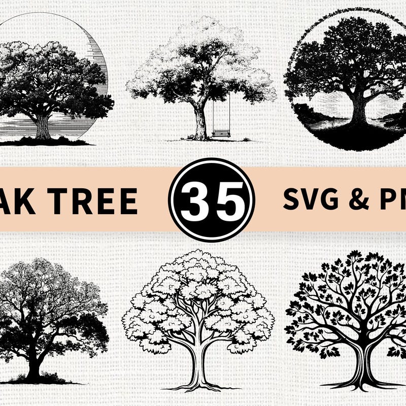 Oak Tree Svg - Etsy