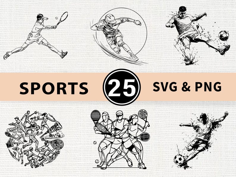 Sports SVG PNG Bundle, Athlete Action Clipart, Cricut Cut Files - Etsy