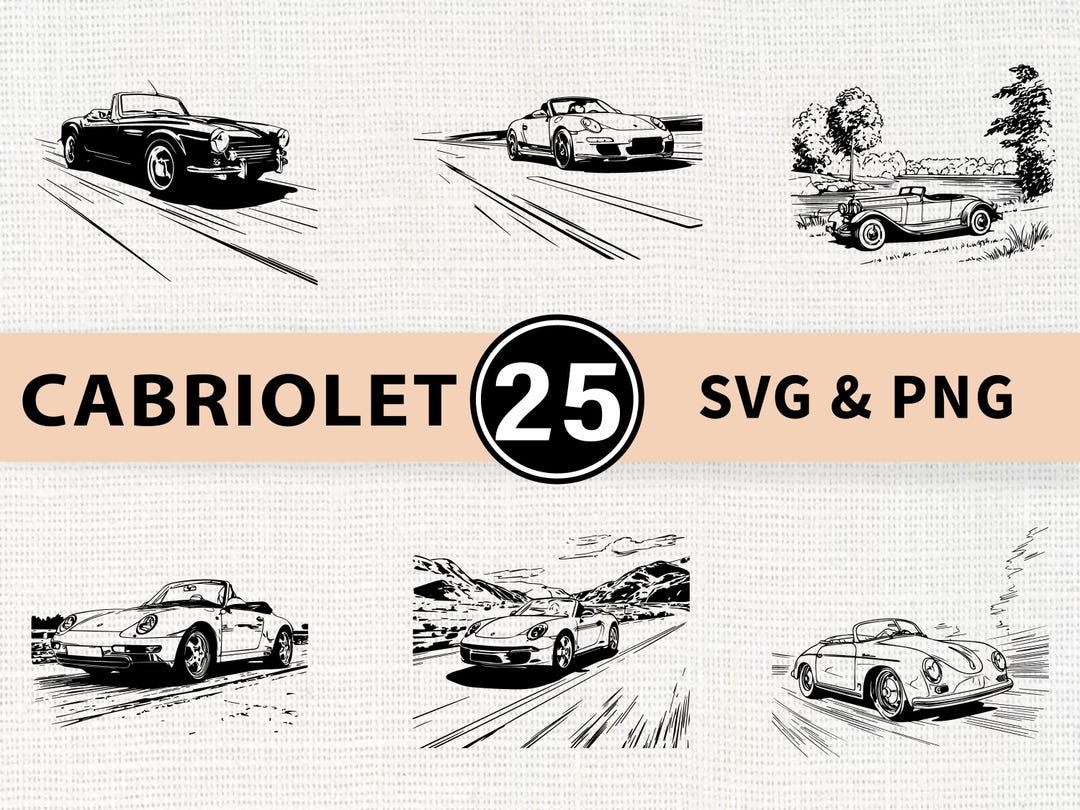 Cabriolet SVG PNG Bundle, Convertible Car Clipart, Cricut Cut Files - Etsy
