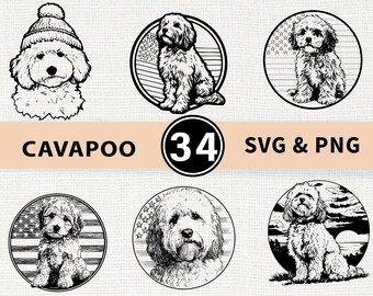 Cavapoo Dog SVG Bundle: Silhouette Clipart, Vector Graphics (PNG, SVG ...