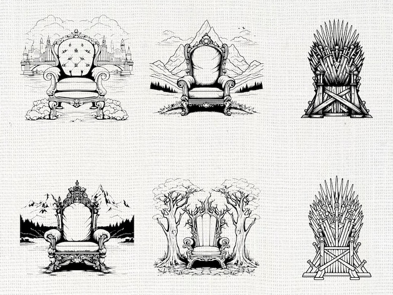 Throne Chair Silhouette SVG Bundle | Royal King Queen Throne PNG - Etsy