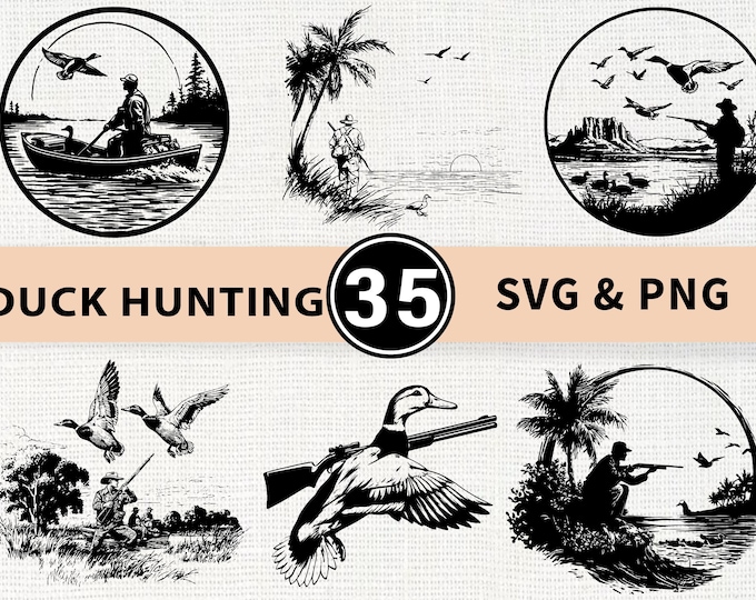 Duck Hunting SVG, Flying Mallard Forest Scene, Waterfowl Hunter ...