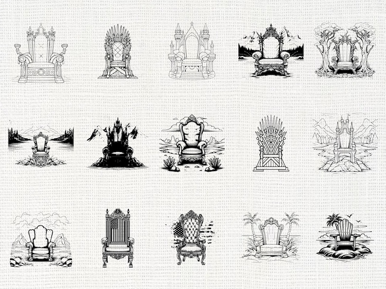 Throne Chair Silhouette SVG Bundle | Royal King Queen Throne PNG - Etsy