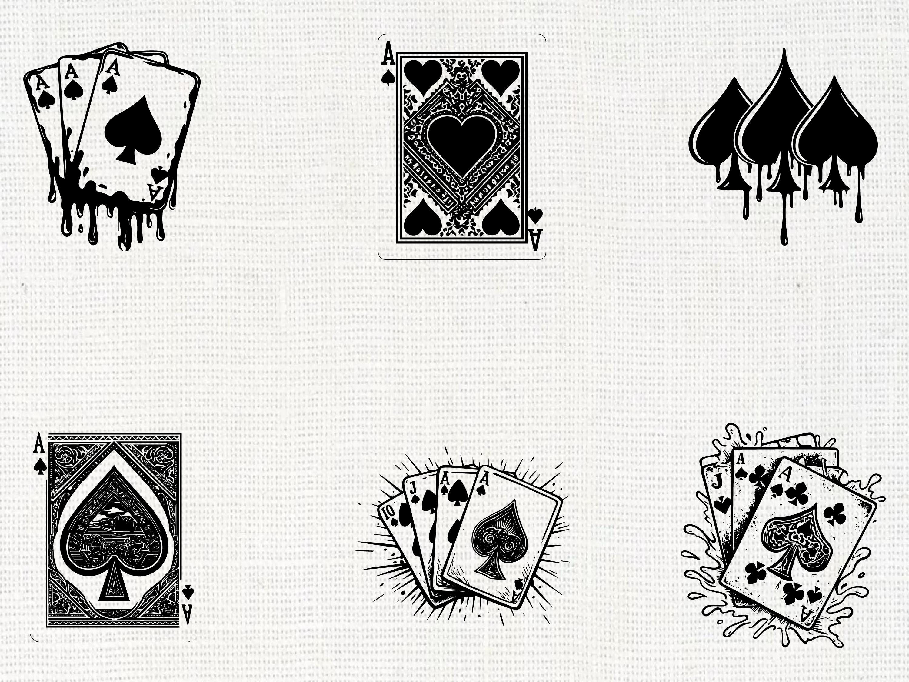 Playing Card Silhouette SVG PNG Bundle, Poker Clipart Vector, Cricut ...