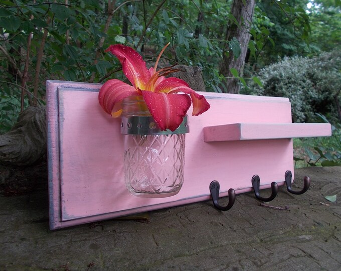 Wall Rack Mason Jar Vase/wall Decor/key - Etsy